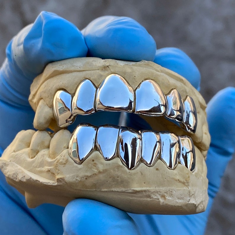 Solid 925 Sterling Silver Custom Teeth Grillz Permanent Look - Etsy