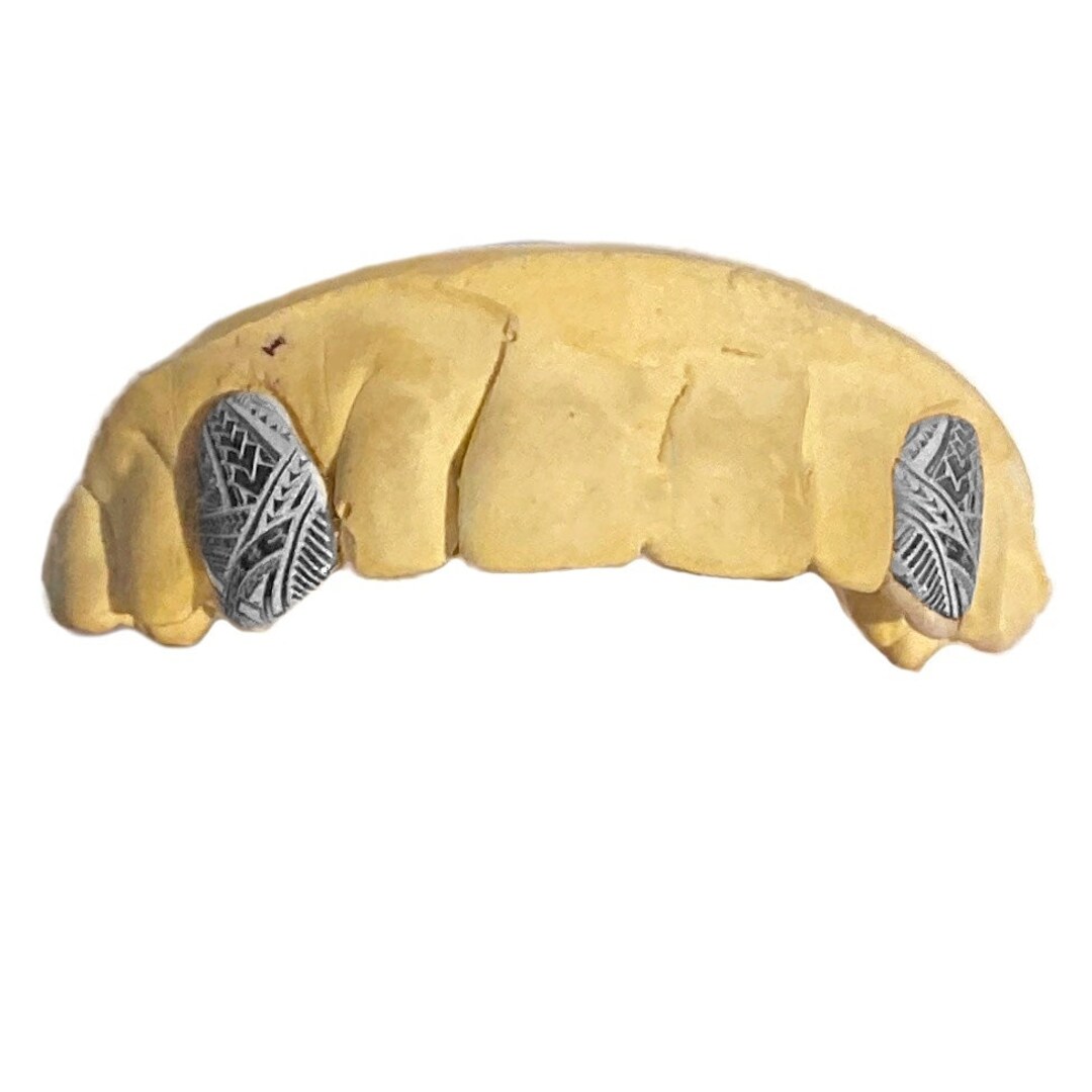 925 Sterling Silver Canine Tooth Grillz With Polynesian Tattoo Design ...