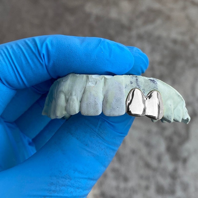 Real Solid 925 Sterling Silver Grillz Two Side Teeth Double - Etsy