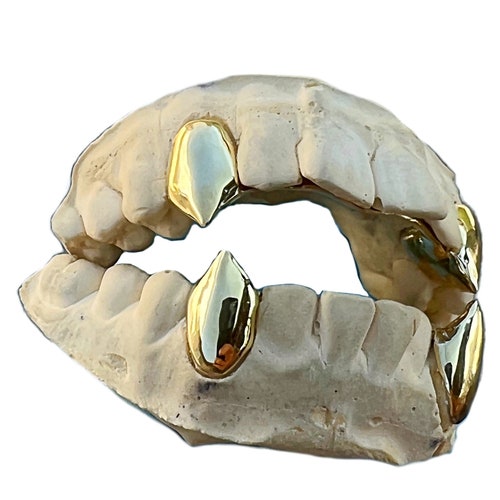 Solid 10K Gold OR 14K Gold Custom Fang Grillz Vampire Set 2 - Etsy Canada