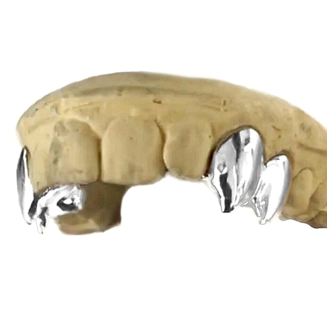 925 Sterling Silver Vampire Double Fang Grillz: Custom Canine Teeth ...