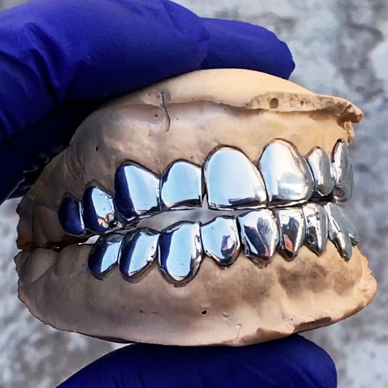 Solid 925 Sterling Silver Custom Teeth Grillz Permanent Look - Etsy