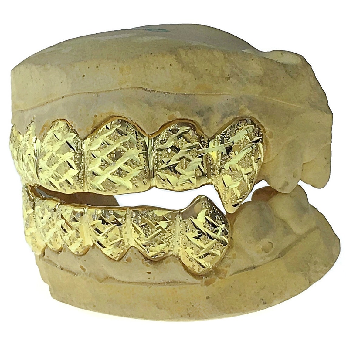 10K Gold Fang Grillz, Custom Fit Diamond Cut Teeth Grills - Etsy