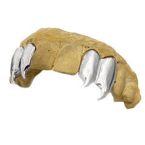 925 Sterling Silver Custom Fang Grillz Set Extra Long Curved Extended ...