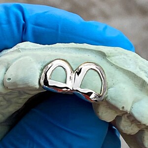 Solid 925 Sterling Silver Custom Grillz Double Caps Open Face Window ...