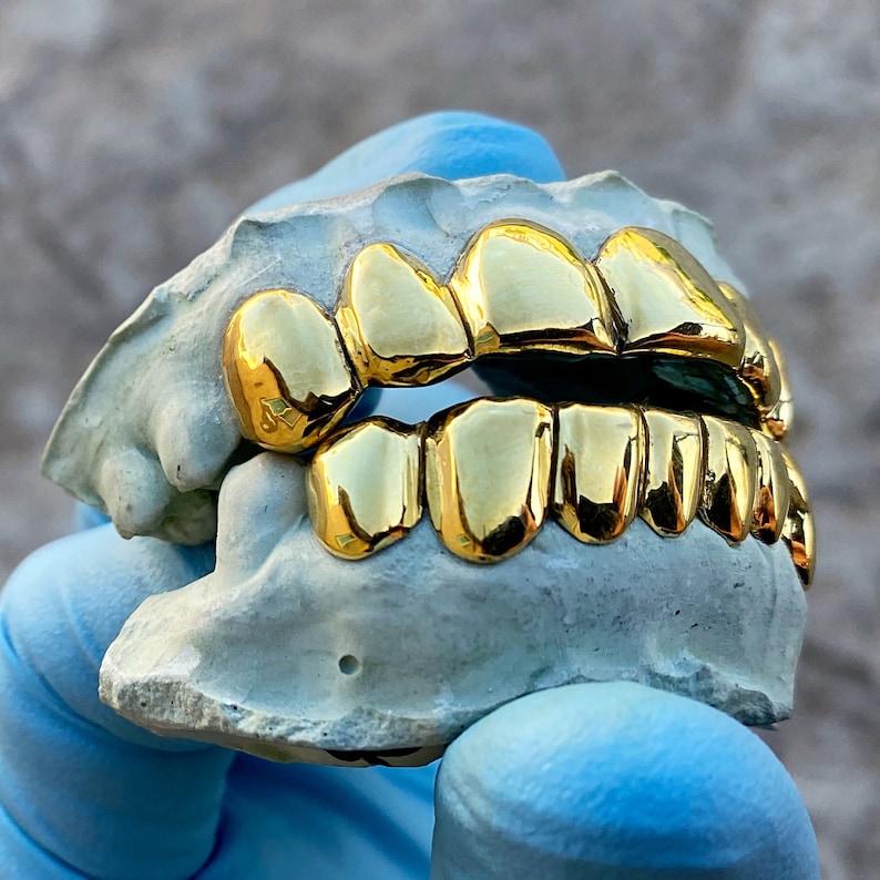 Solid 10K Gold OR 14K Gold Permanent Cuts Custom Grillz Perm - Etsy
