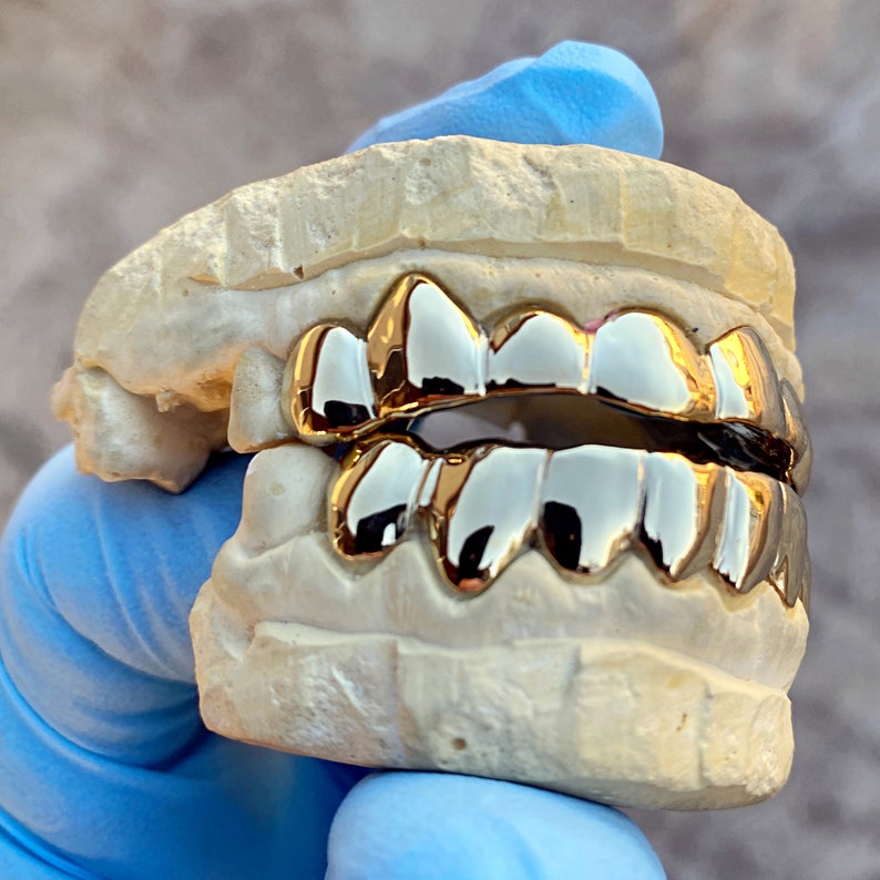 Solid 10K Gold OR 14K Gold Grillz Custom Fitted Plain Teeth - Etsy