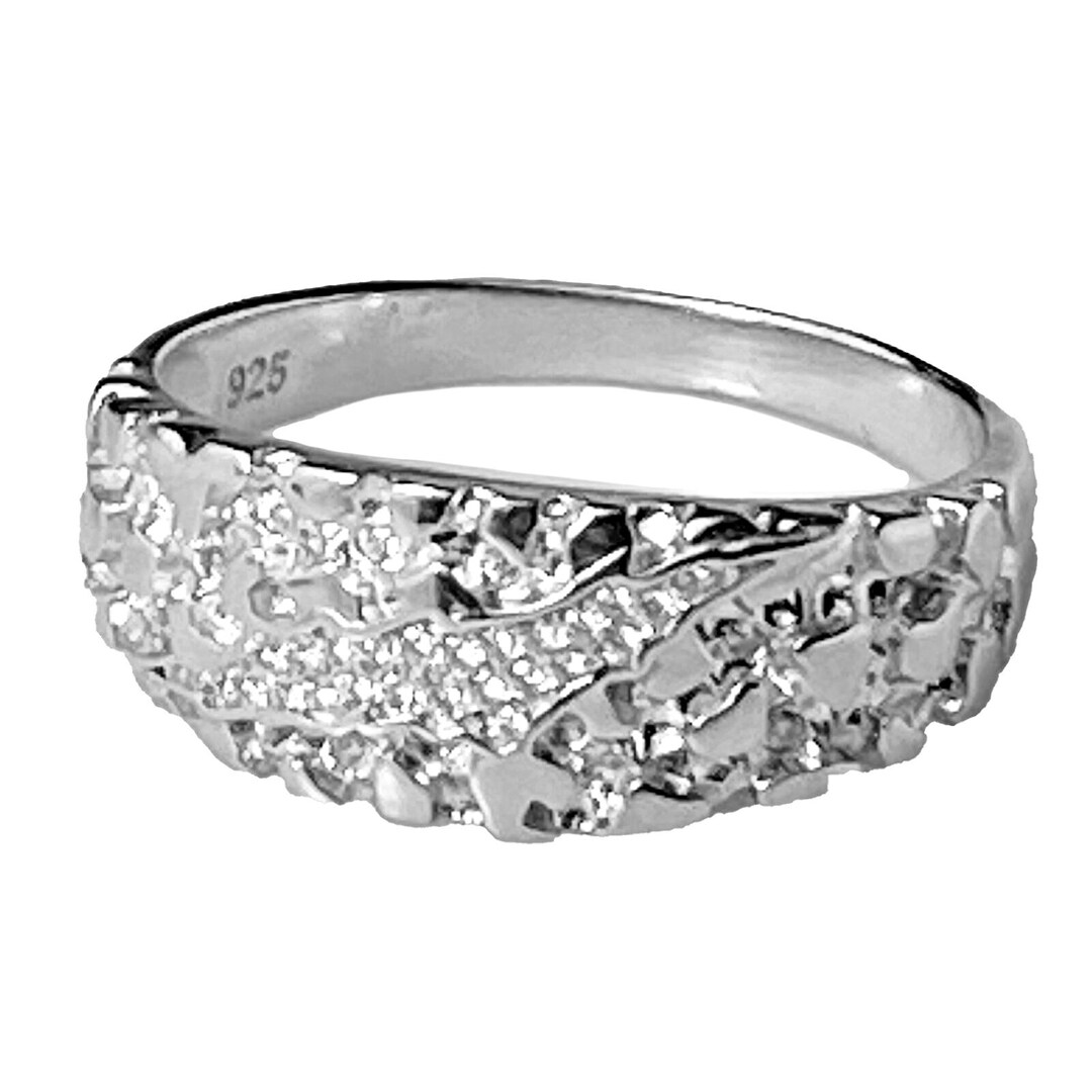 Men's Real Solid 925 Sterling Silver Scratch Scar Gash Claw Mark Nugget ...