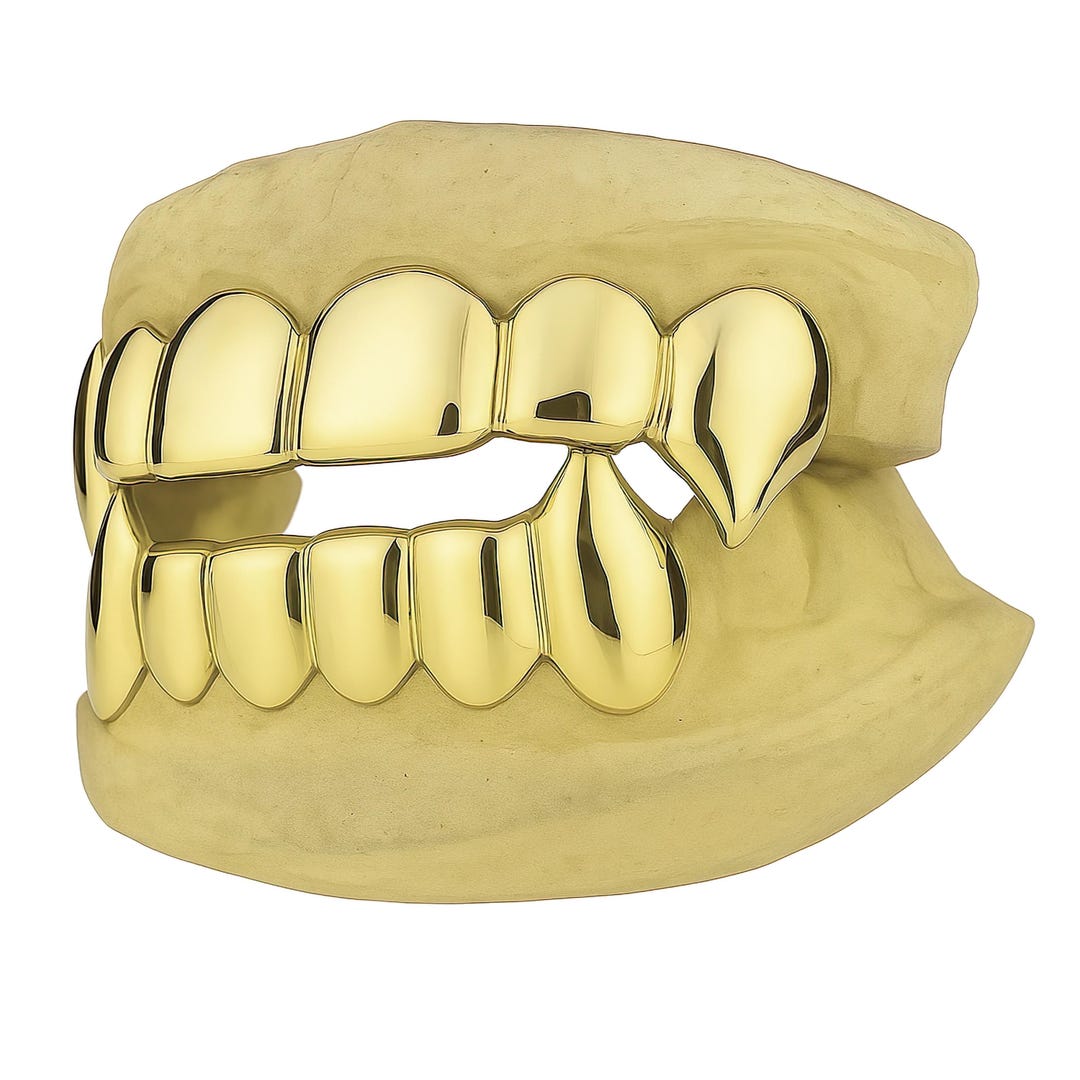 Solid 10K/14K Gold Fang Grillz: Custom Fit Vampire Teeth Fangs - Etsy