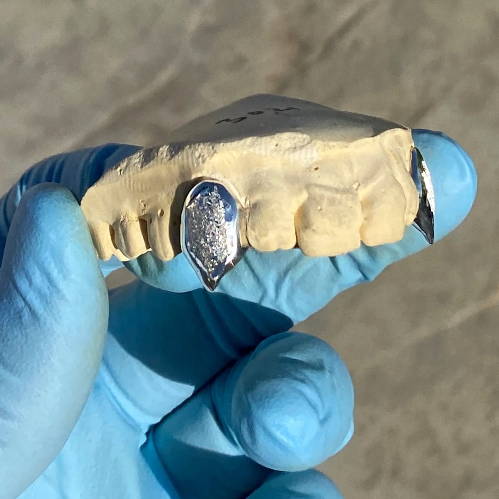 925 Sterling Silver Custom Fang Grillz Set Diamond Dust 2 - Etsy