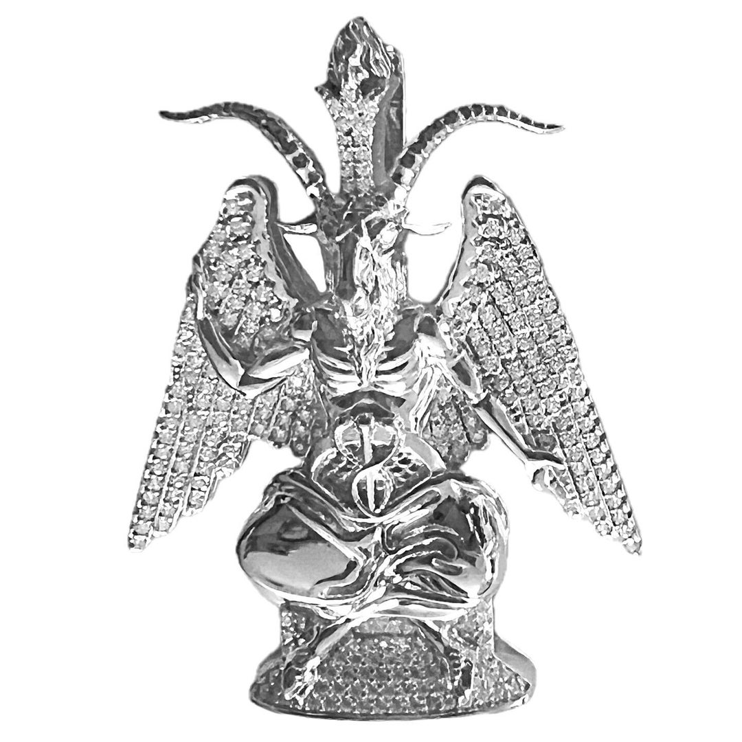 925 Sterling Silver Moissanite VVS1 Baphomet Satan Church Occult Goat ...