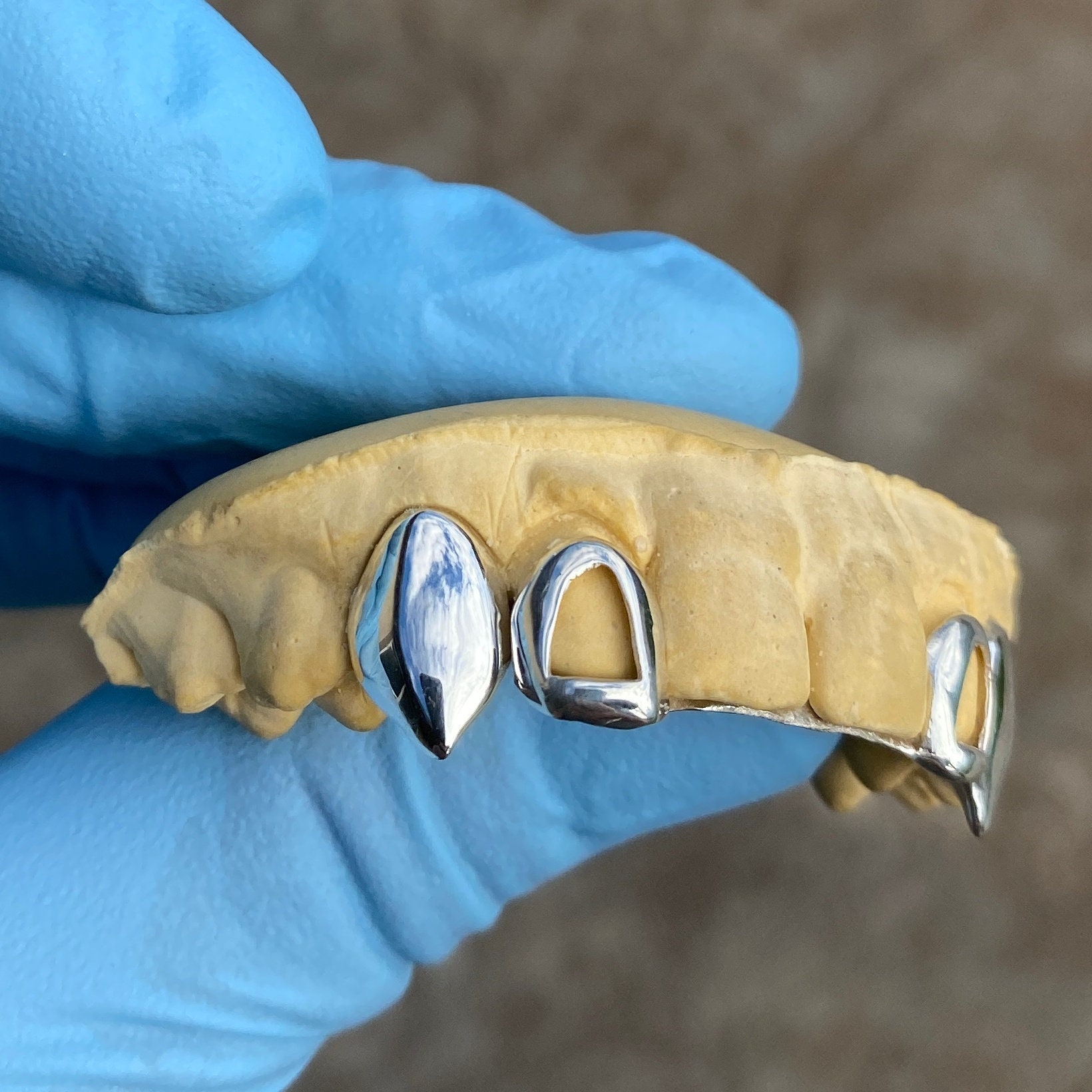 Real Solid 925 Sterling Silver Custom Fangs Grillz Set Double | Etsy