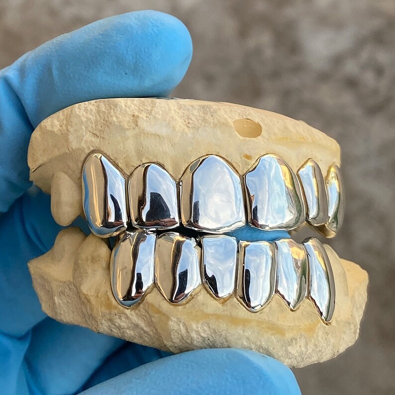 Solid 925 Sterling Silver Custom Teeth Grillz Permanent Look - Etsy