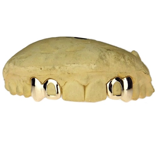 Real Solid 10K Gold Double Side Canine Teeth Custom Grillz - Etsy