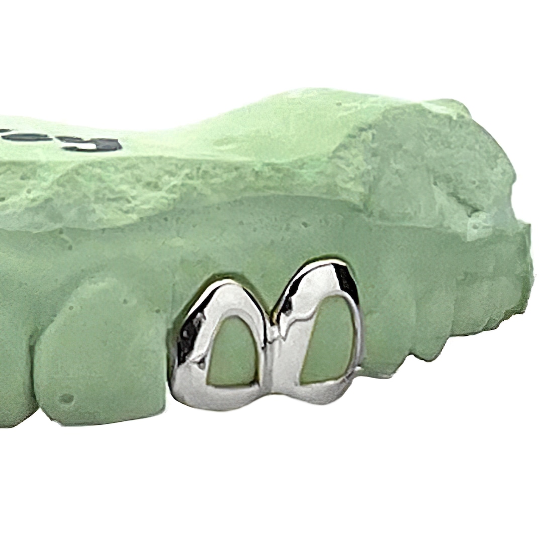 Real Solid 925 Sterling Silver Custom Grillz Double Caps Open Face ...