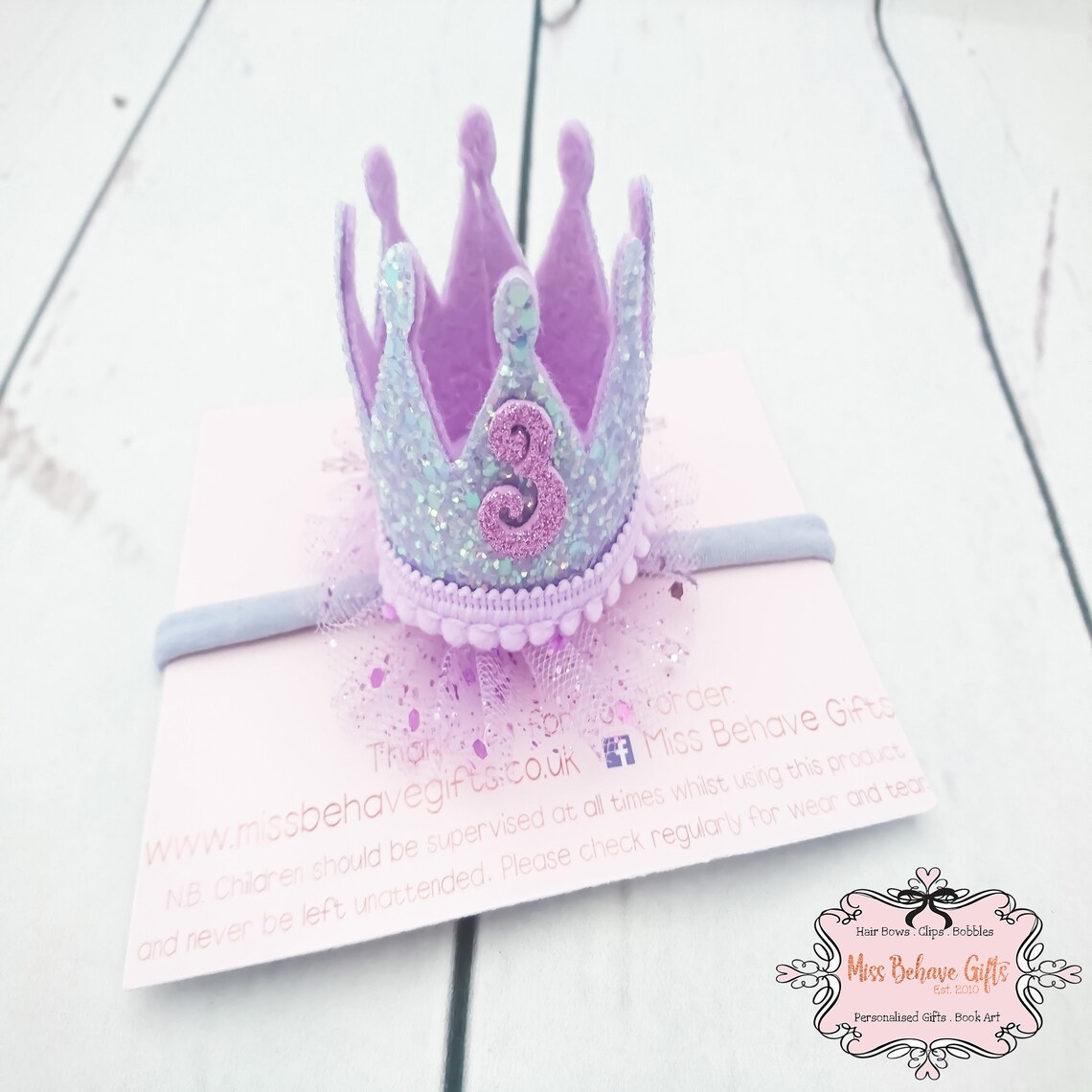 Personalised Glitter Baby Mini Crown Headband | Etsy