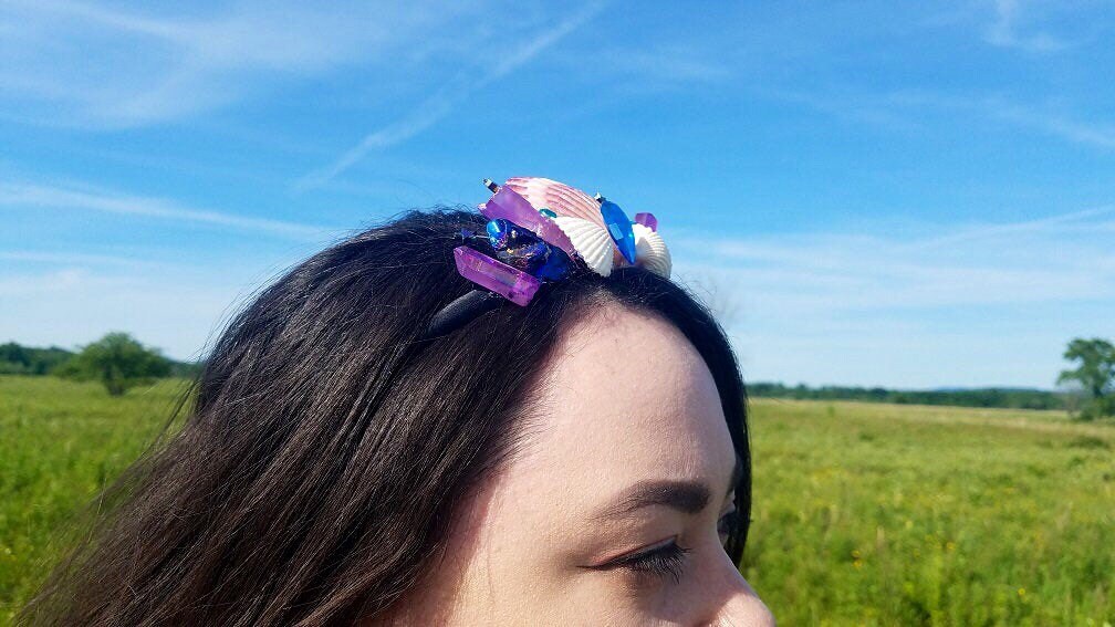 Crystal Mermaid seashell Rave Crown Mermaid Festival Crown - Etsy