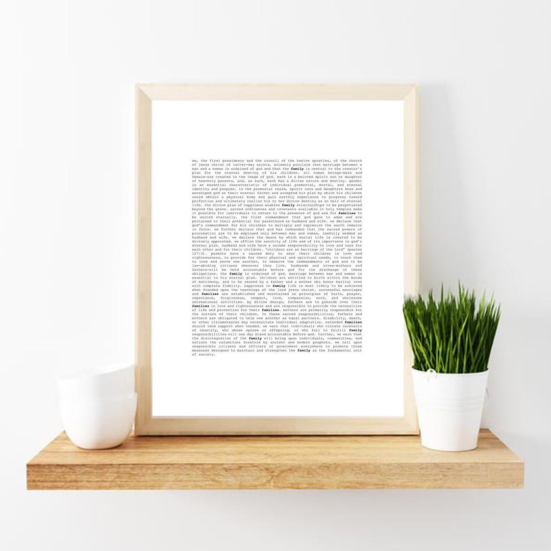 The Family: A Proclamation to the World Print - Etsy