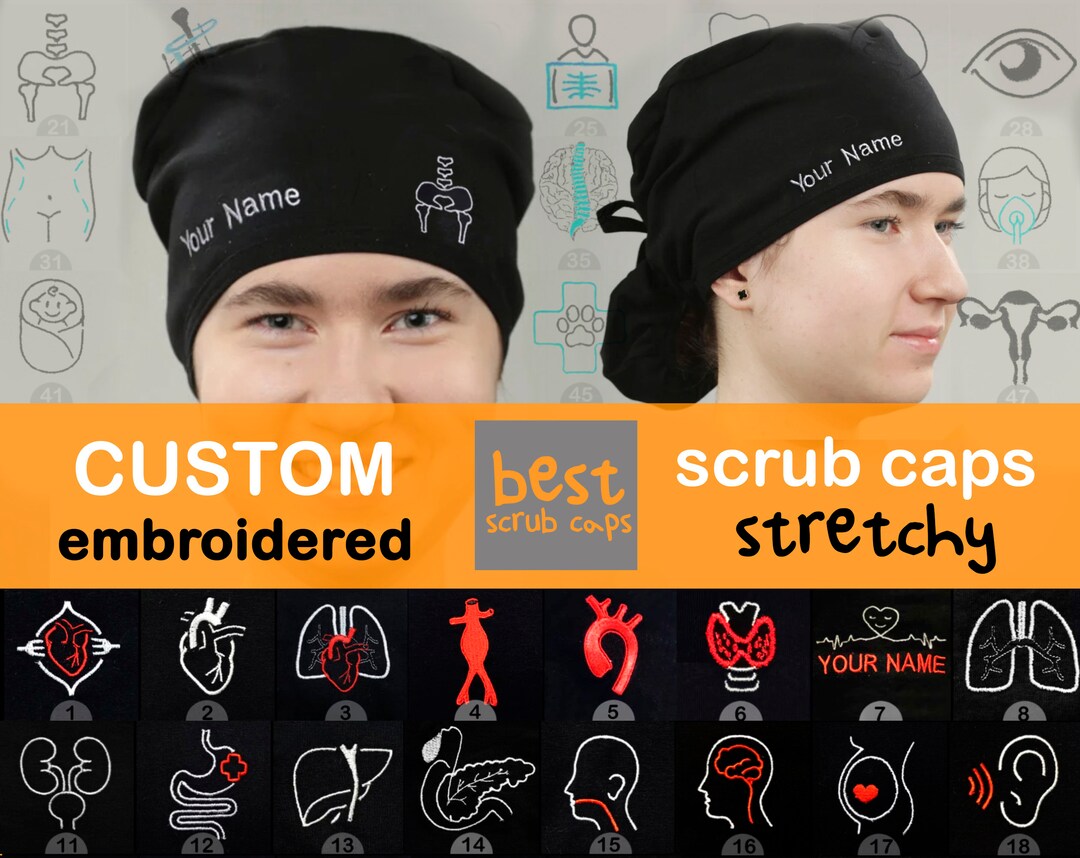 Custom Embroidered Scrub Hat Crna OR ER ICU Charge Nurse Gift, Ponytail ...