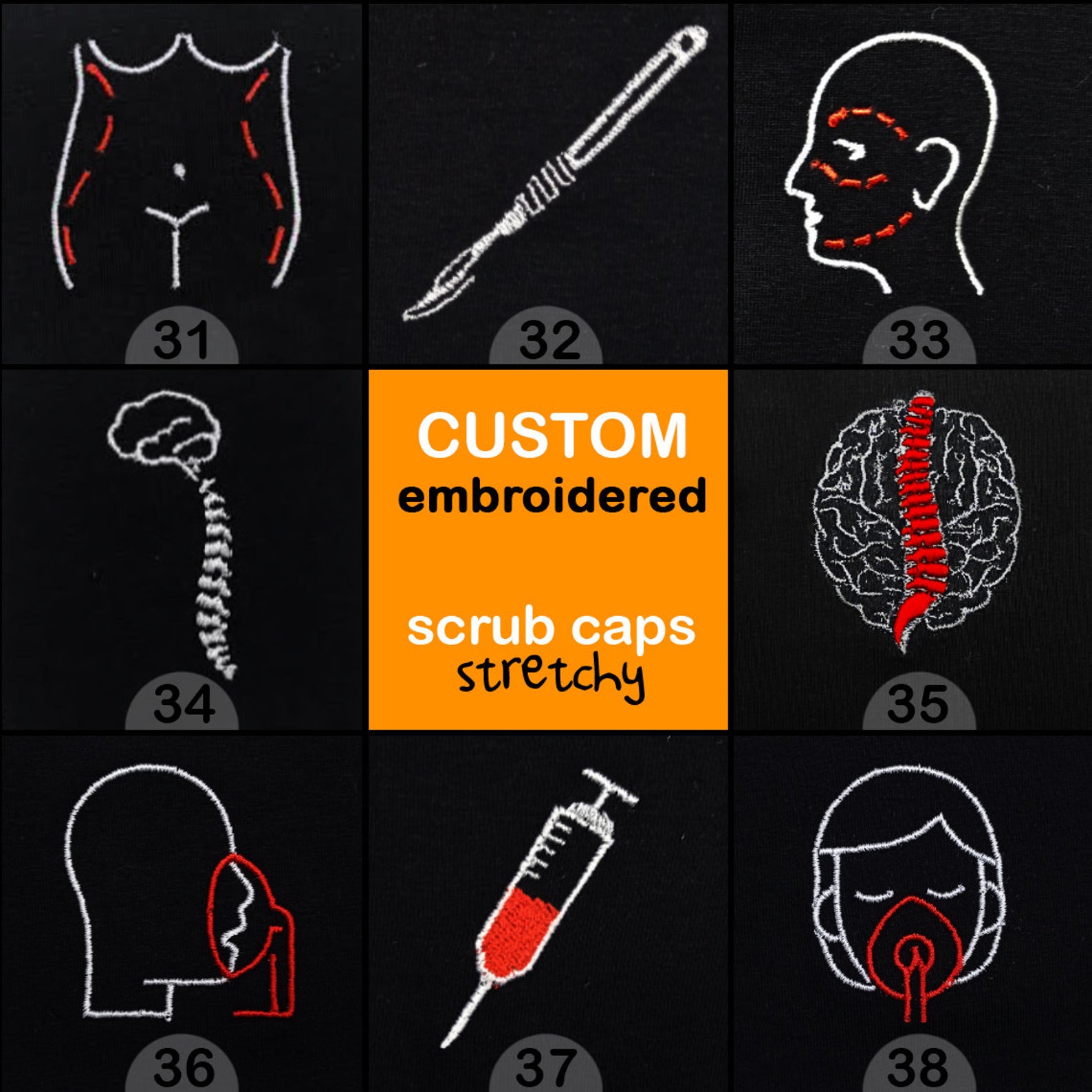 Custom Embroidered Personalized Scrub Cap, Crna Gift, OR / ER / ICU ...