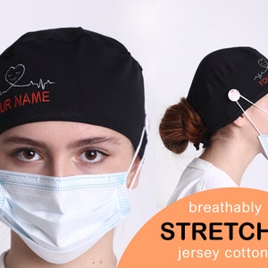 EKG ECG PERSONALIZED Scrub Caps, Heartbeat Cap, Theatre Cap, Anatomy ...