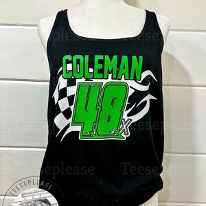 Dtg Relaxed Tank Personalized Race Car Number Tank Top Green Racing ...