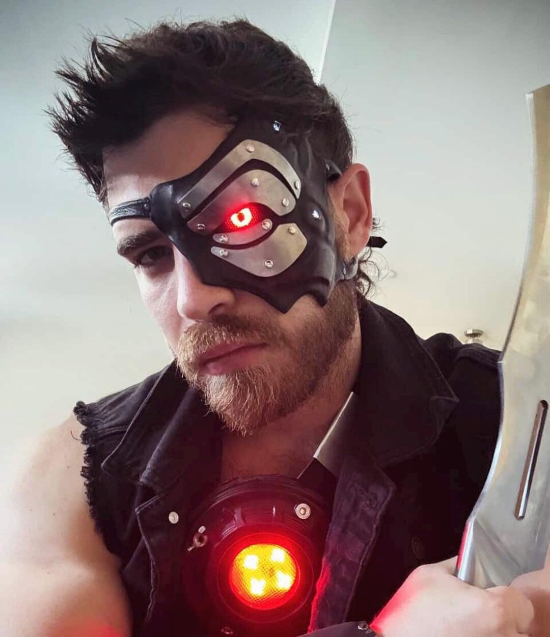 Original Mysterystar Titanium Leather Eye Patch LED Light Comfortable ...