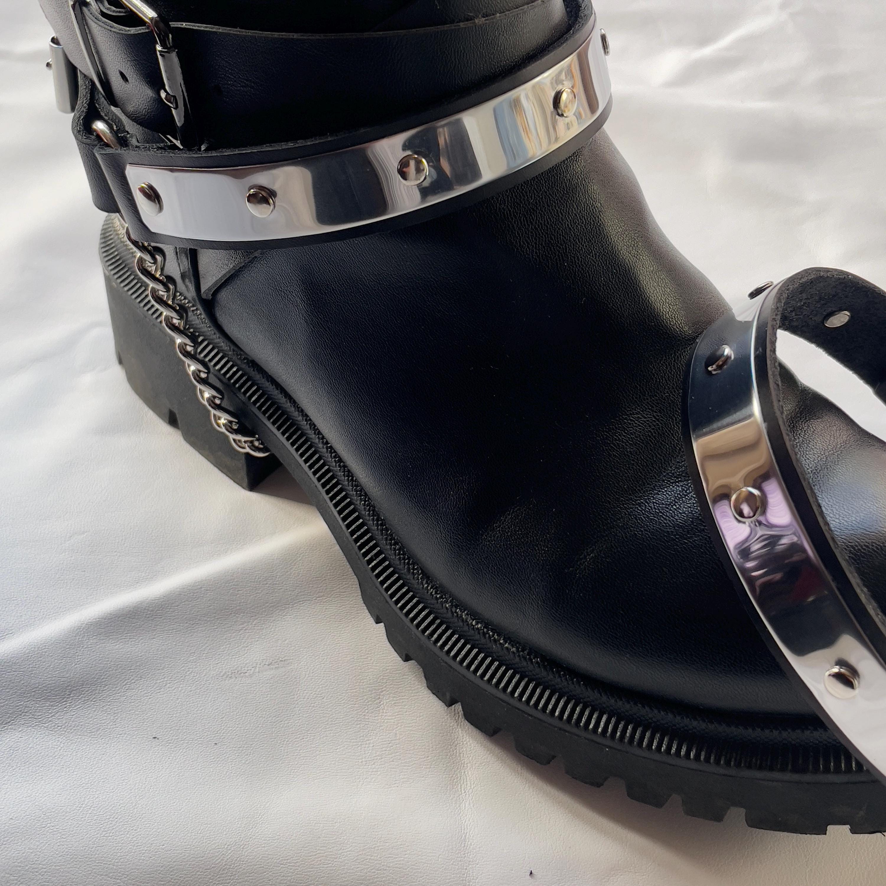 Pair Stainless Steel Boot Straps Chain Punk Gothic Biker Accessory ...
