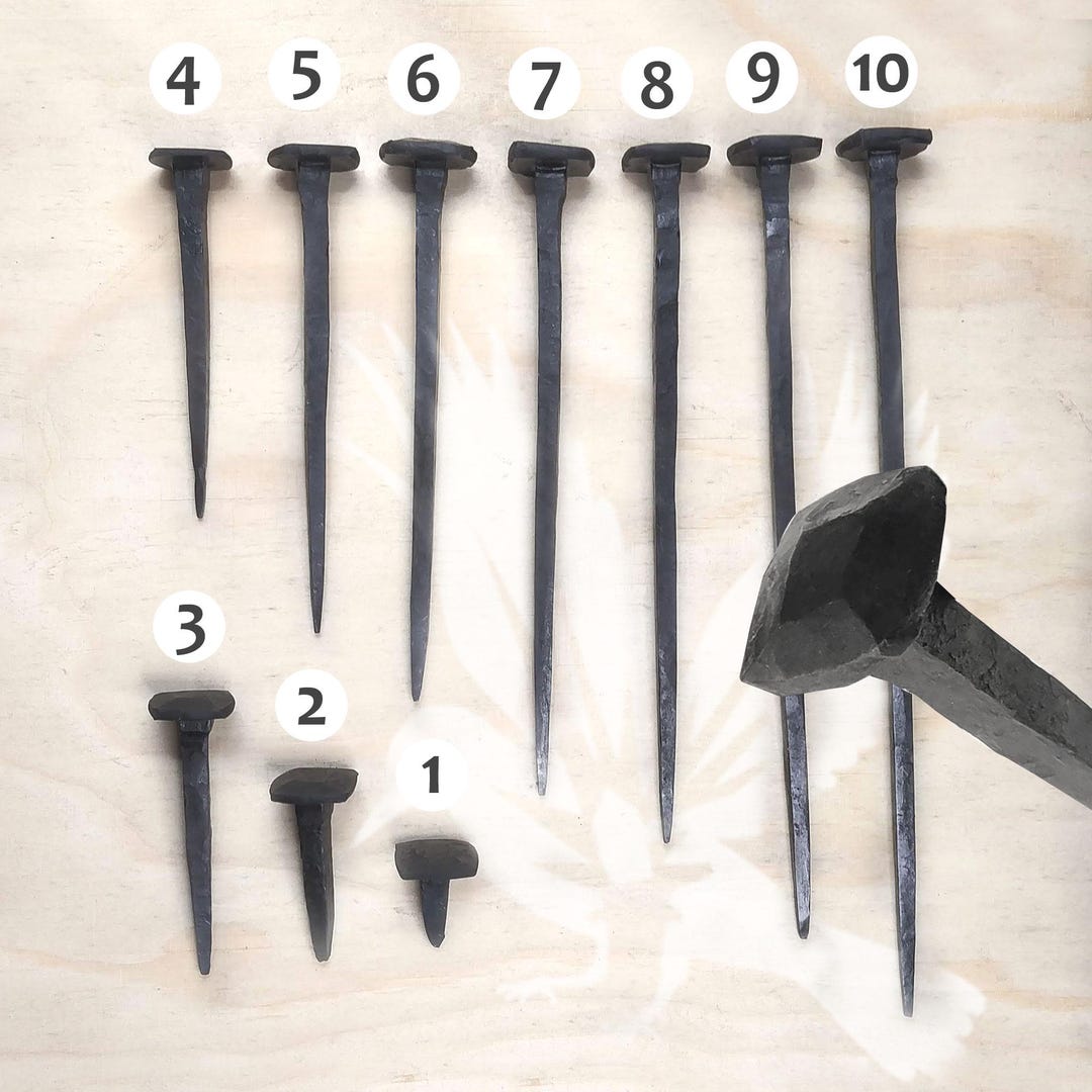 Square Hand Forged Iron Nails Different Sizes, Black Iron - Etsy