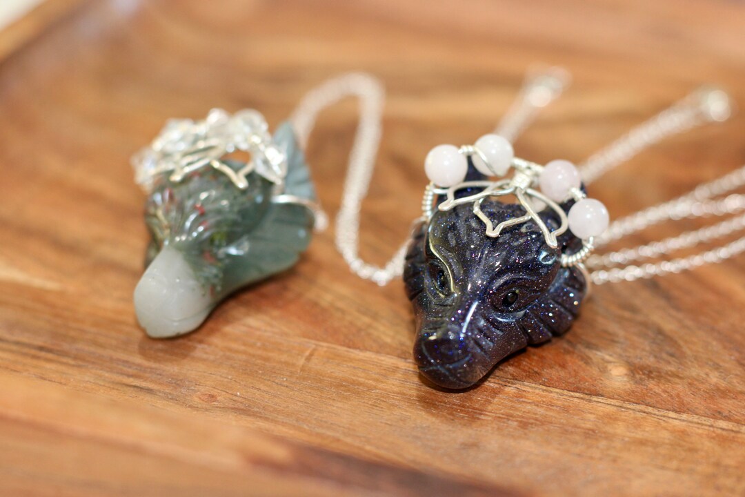 Lotus of the Moon Wolf Wolf Necklace crystal Necklace Lotus Wolf Head ...