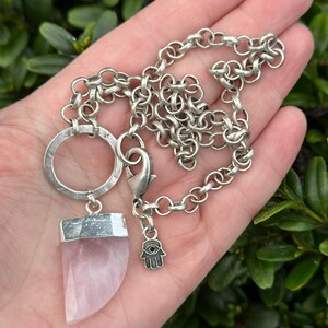 Handmade Sterling Silver & Pink Rose Quartz Tooth Pendant / Necklace - Etsy