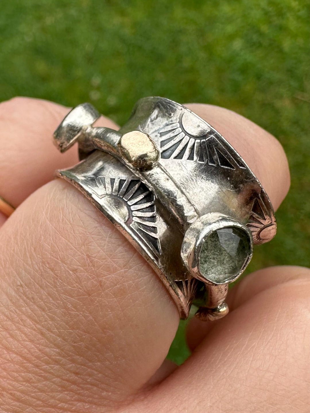 Huge Dreamy Sterling Silver 925 & 9ct Gold 375 Garden Quartz Spinning ...