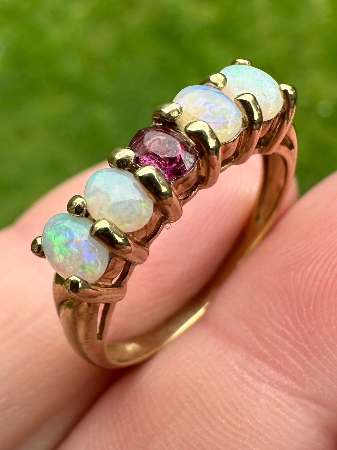 Gorgeous Vintage 9ct Gold Ruby & Opal Hallmarked 375 Ring - Gypsy ...