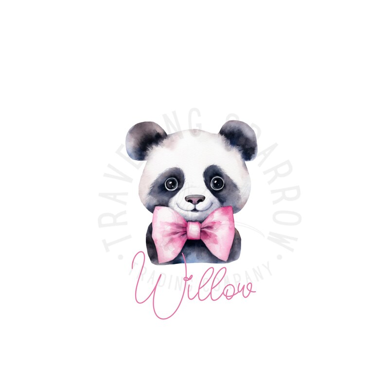 Panda Bear Watercolor Clipart With Bow (digital Download) - Etsy Canada