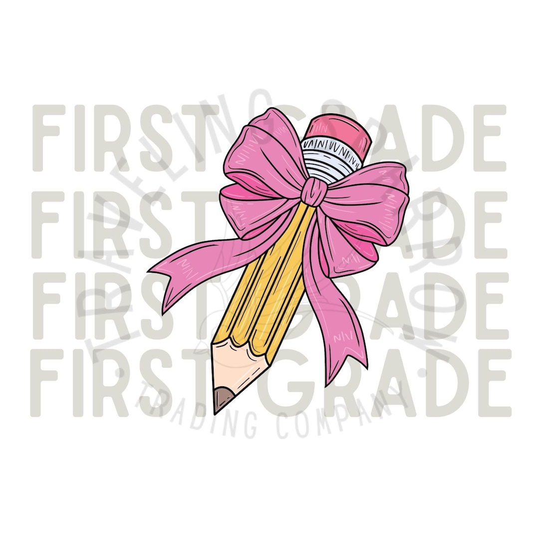 First Grade Teacher PNG: Pencil With Bow Clipart (digital Download) - Etsy