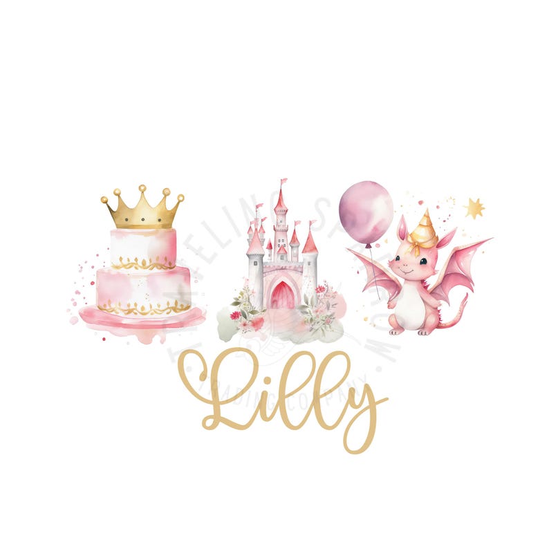 Princess Dragon Castle PNG | Girl Birthday Clipart (digital Download ...