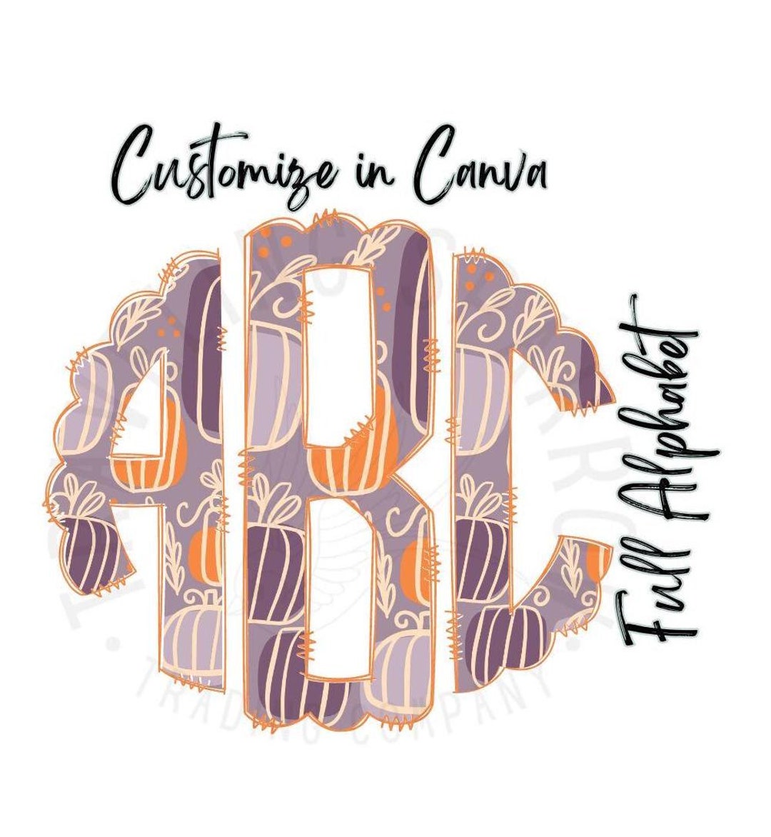 Custom Scalloped Monogram Fall Pumpkin PNG: Full Alphabet (digital ...