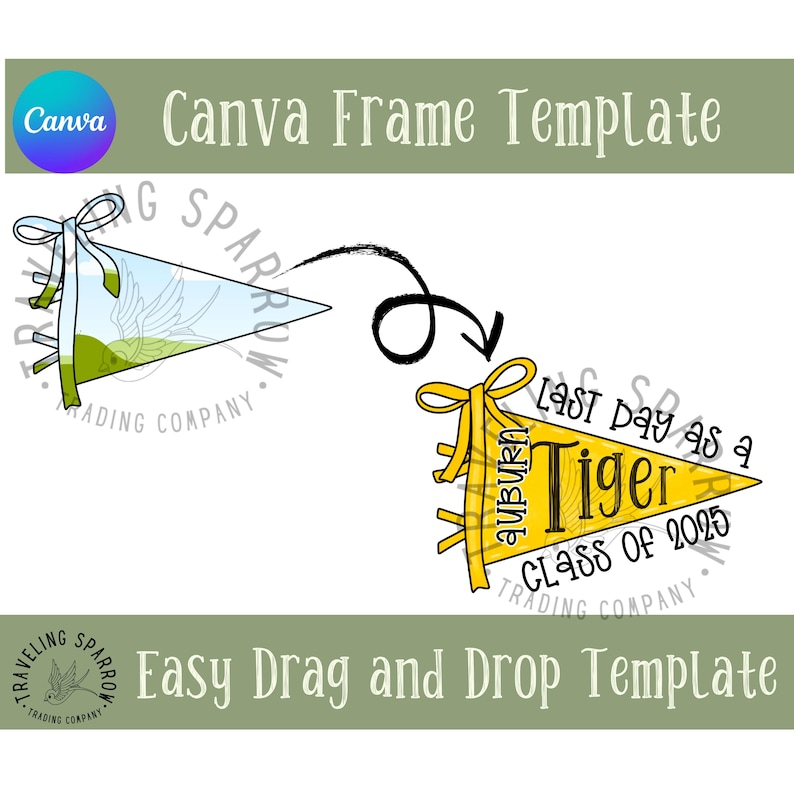 Digital Pennant Canva Frame – Customizable Template for School Spirit ...