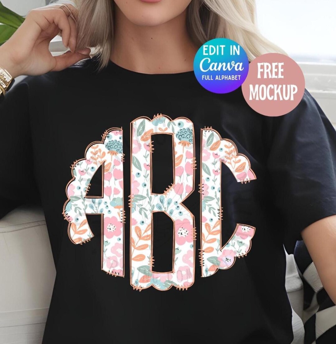 Floral Monogram Alphabet PNG | Full ABC Canva Template | Sublimation ...