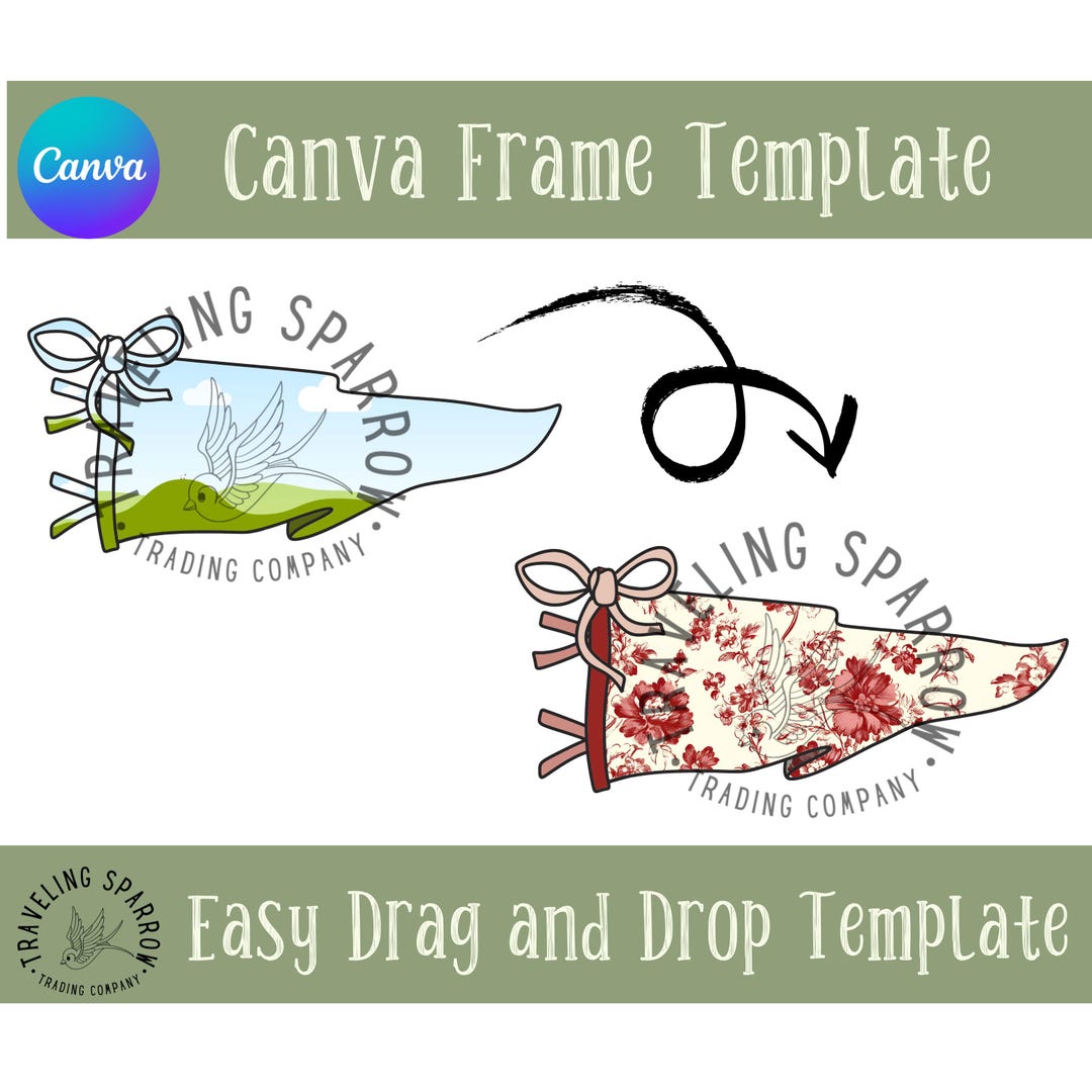 Wavy Pennant Canva Frame - School Spirit Template (digital Download) - Etsy