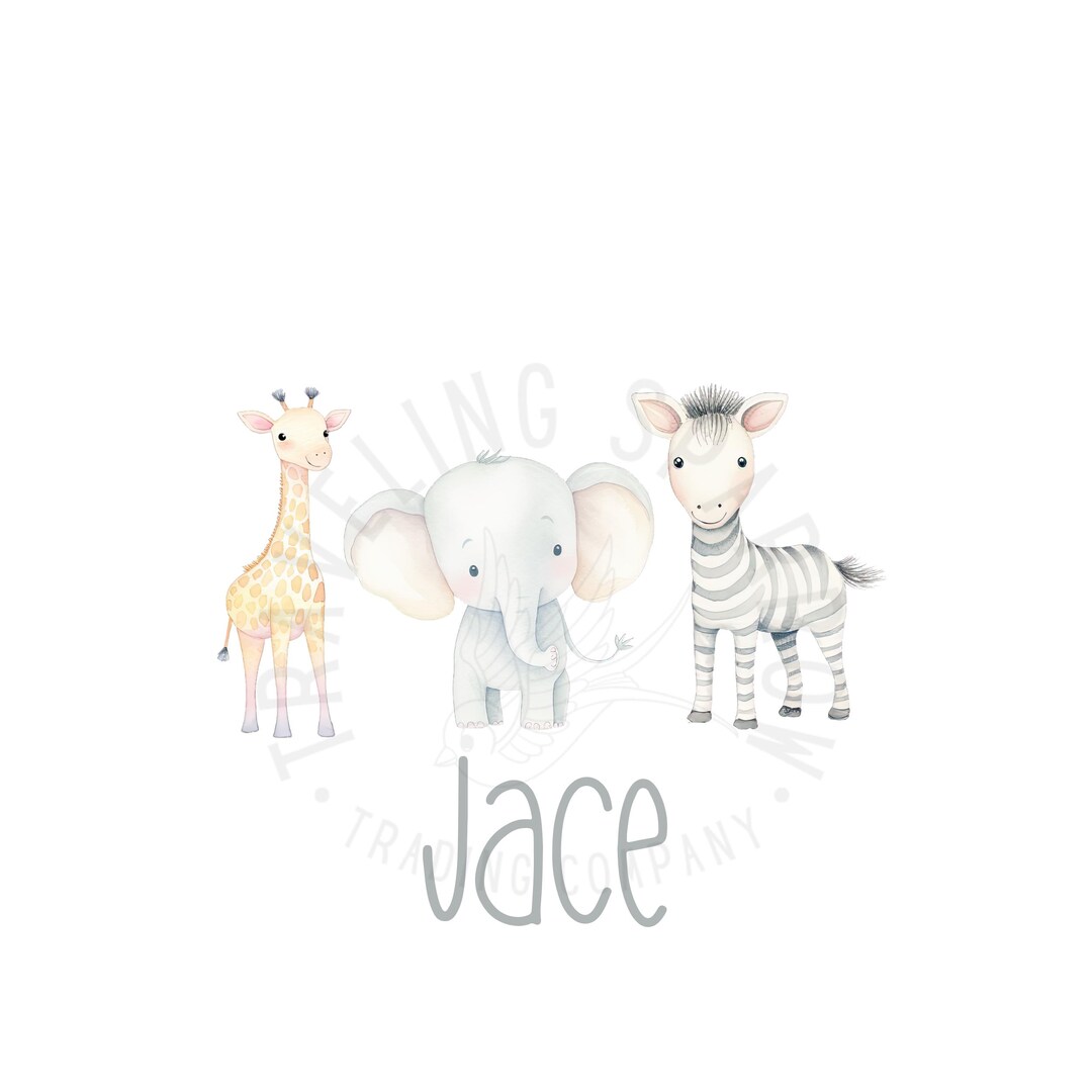 Safari Baby Animals PNG | Elephant Giraffe Zebra Clipart | Cute Jungle ...
