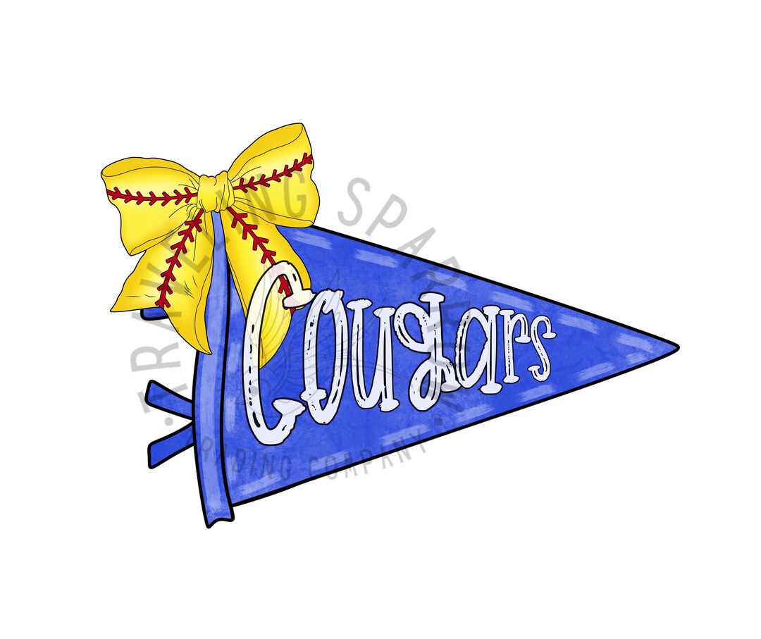 Custom Cougars Softball Design, Spirit Pennants PNG, Sublimation Design ...