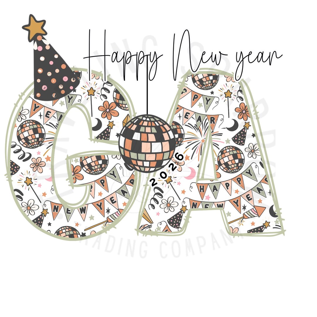 Happy New Year GA 2026 PNG | New Years Eve Digital Download - Etsy