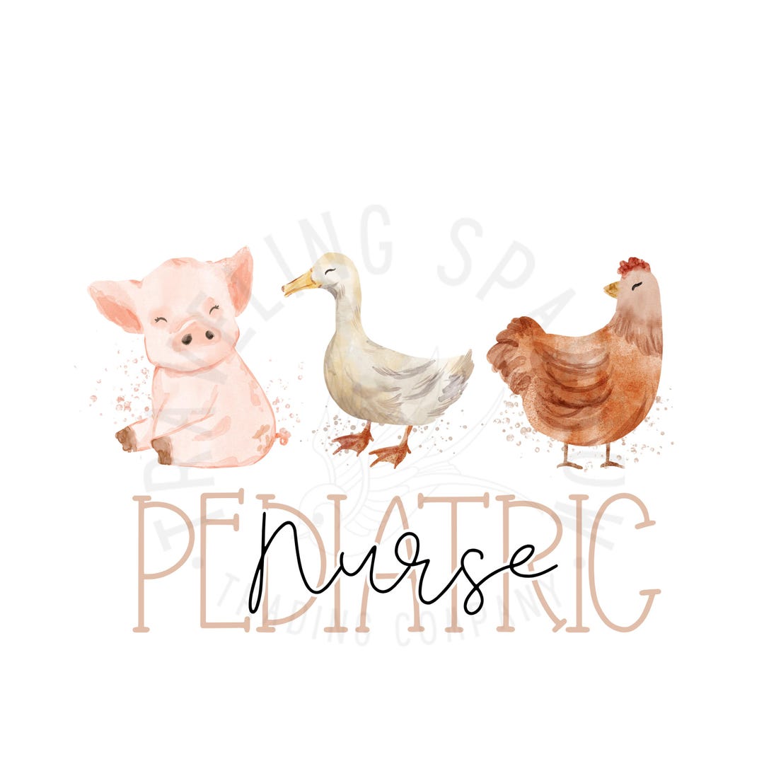 Pediatric Nurse PNG With Farm Animals | Pig Duck Chicken Sublimation ...
