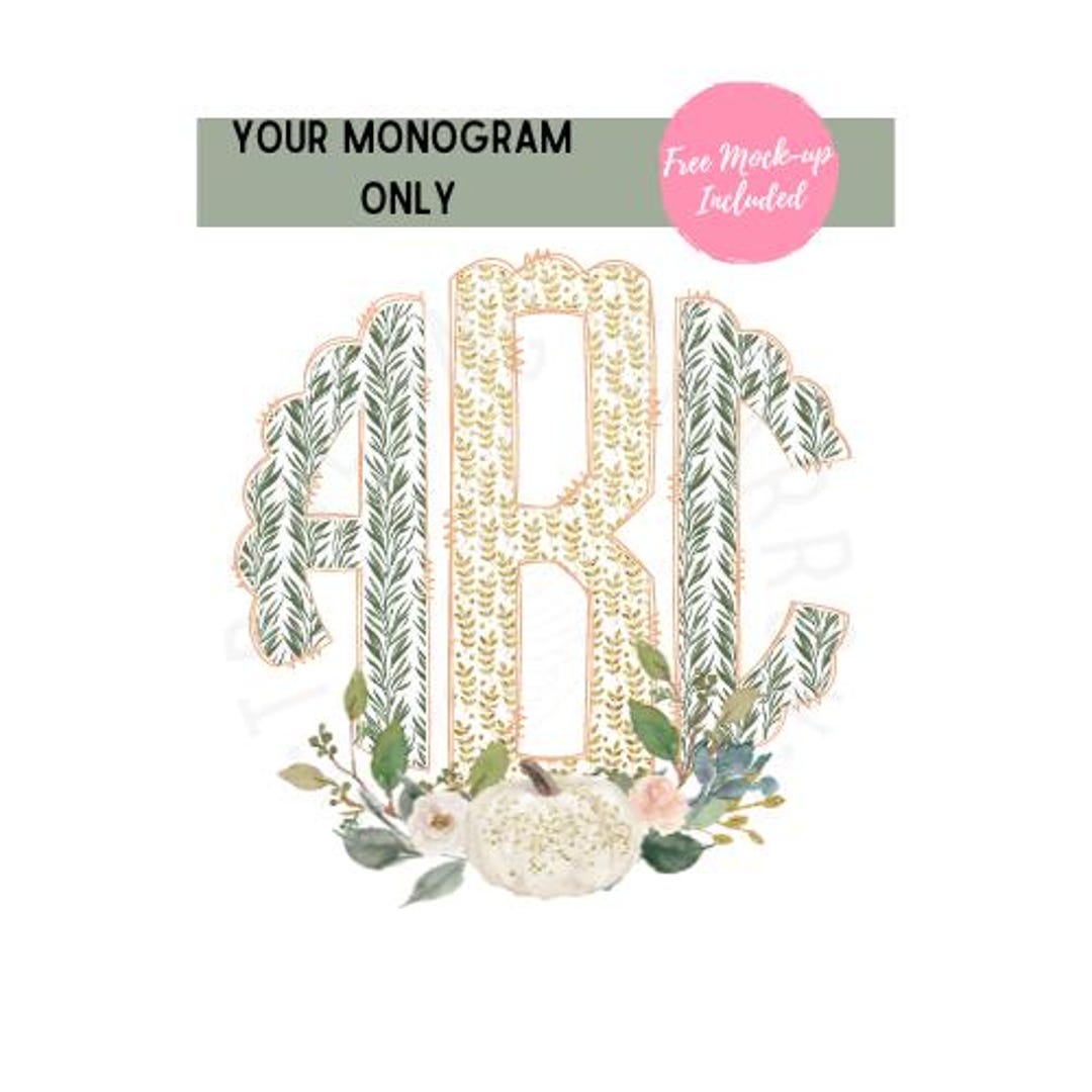 Custom Scalloped Fall Monogram Png, Individual, Sublimation Design ...