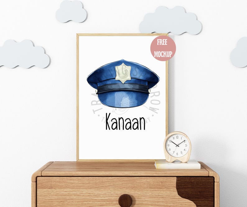 Custom Police Hat PNG | Kids Birthday Shirt, Nursery Decor (digital ...