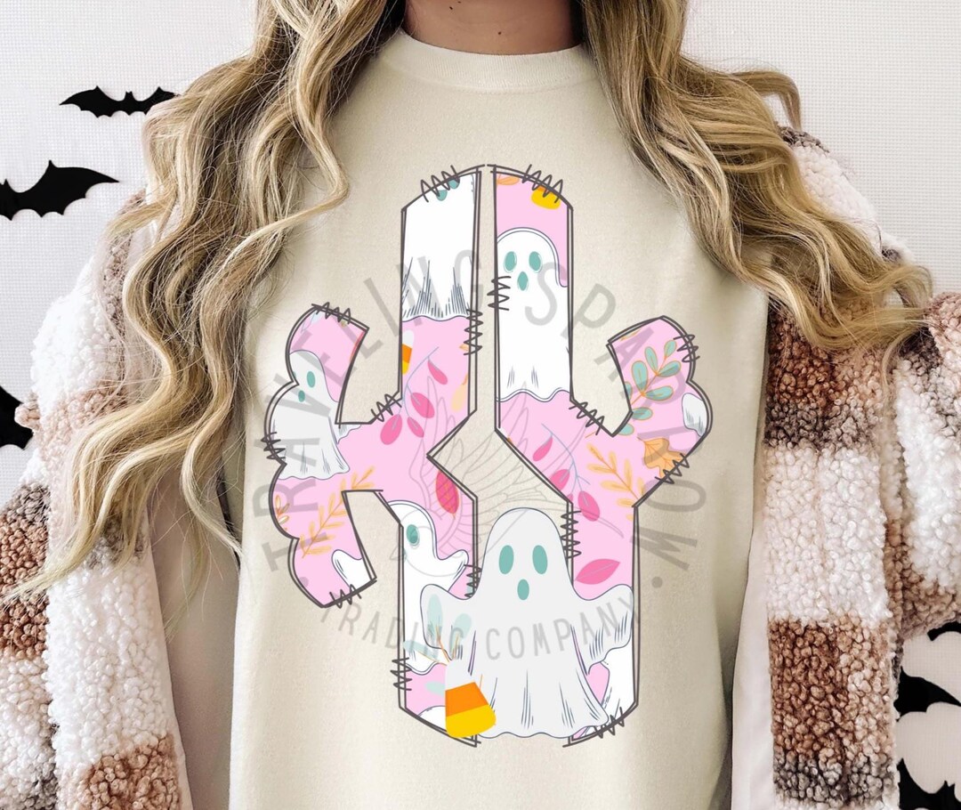 Spooky Cute KY Ghost Cactus PNG | Custom State Halloween PNG | Pastel ...