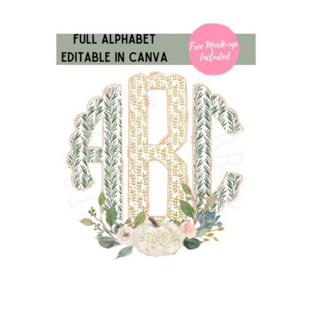 Fall Custom Monogram Png, Full Alphabet, Sublimation Design, Pumpkins ...