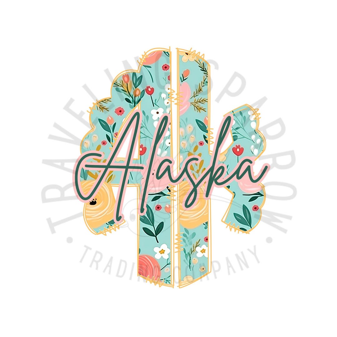 Floral Alaska State Monogram: Custom Scalloped Letters (digital ...