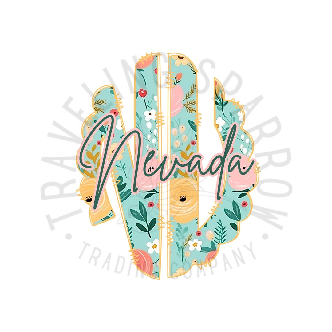 Custom Scalloped Nevada Floral State Custom Digital Monogram - Scallop ...